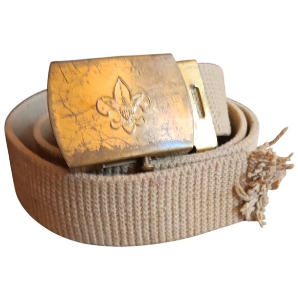 Boy Scouts | Accessories | Vintage Boy Scout Belt Brass Buckle Khaki ...